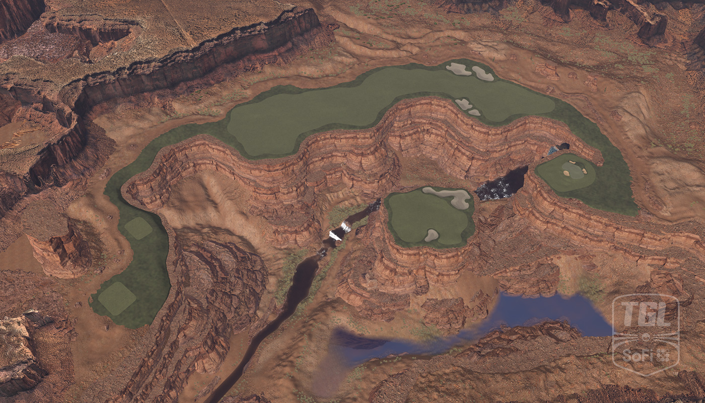 画像詳細 2025年 TGLホール Quick Draw マグマに三角フェアウェイ…TGLはバーチャル空間ならではの奇怪コース｜GDO ゴルフダイジェスト・オンライン